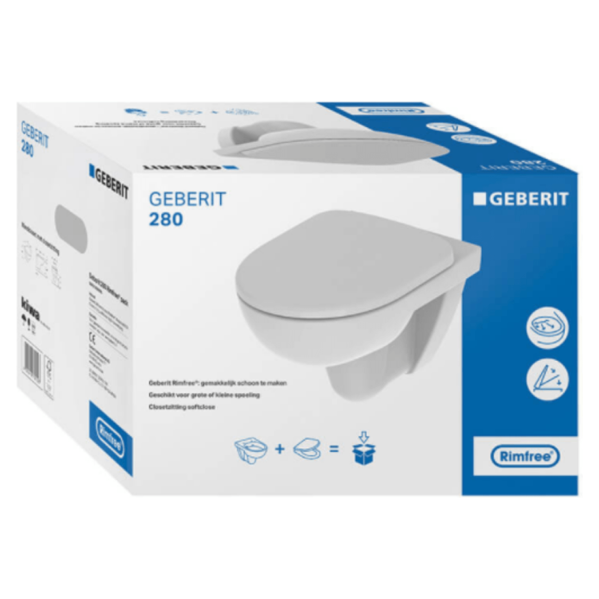 Geberit 280 closet wit, (hxbxd) 390x360x530mm, wand, spoel
