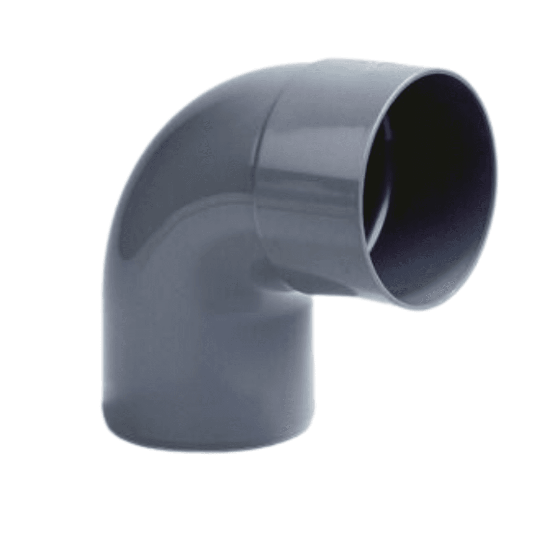 PVC Bocht 125mm lijmmof/spie 90° grijs | Jan Wit
